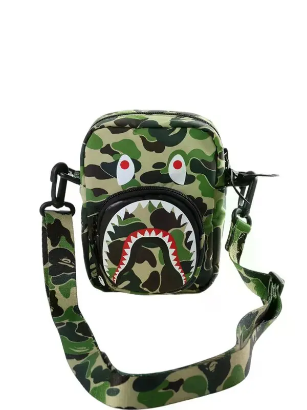A BATHING APE Shark Camouflage-print Shoulder Bag - Green