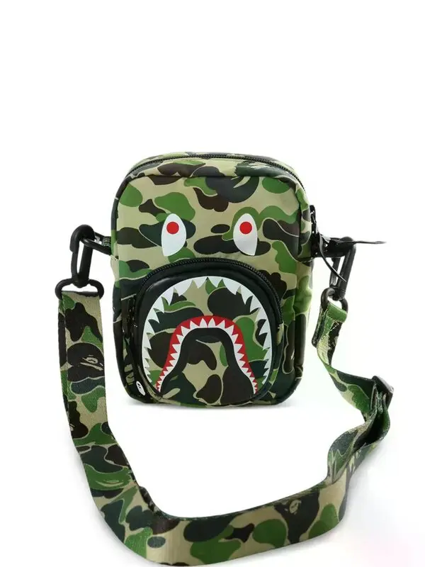 A BATHING APE Shark Camouflage-print Shoulder Bag - Green