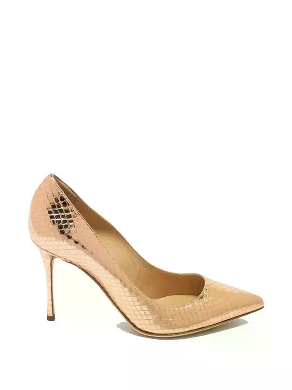 SERGIO ROSSI Snakeskin-effect Metallic-finish Pumps - Gold