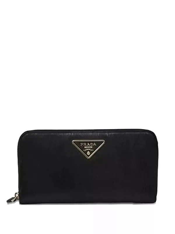 Prada Enamel Triangle Logo Wallet - Black
