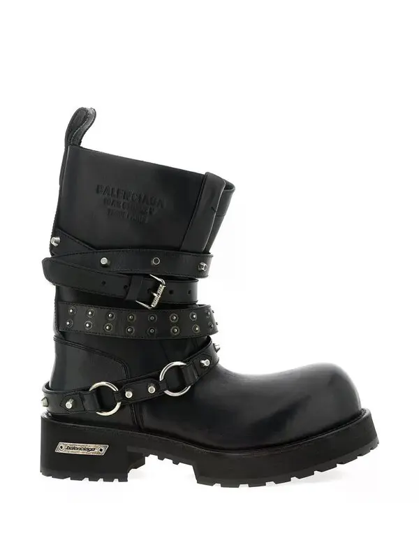 Balenciaga Venom City Leather Biker Boots - Black