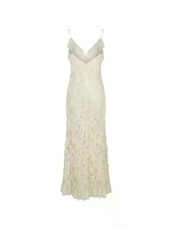 NISSA Floral Embroidery Maxi Dress - Neutrals