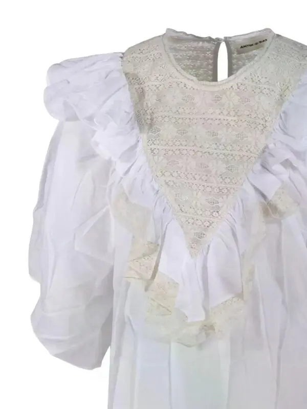 Antik Batik Dolly Ruffled Lace-panel Blouse