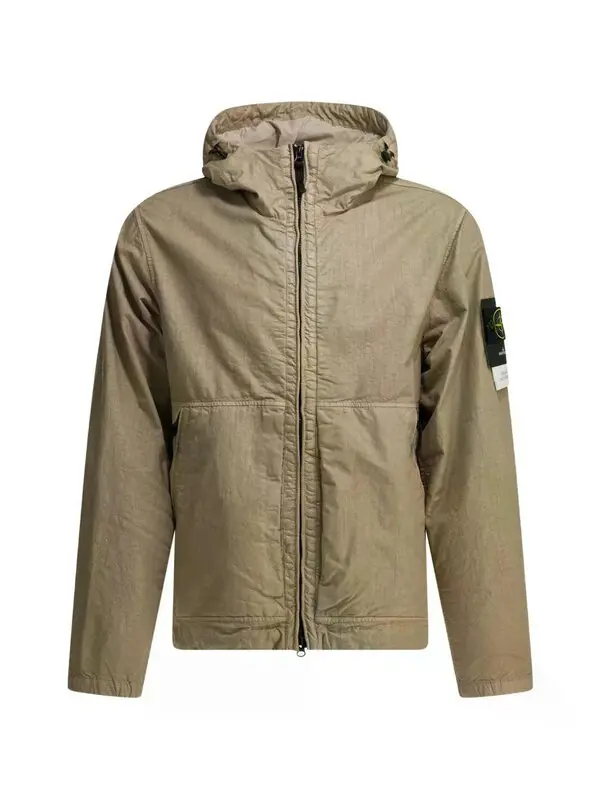 Stone Island Logo-patch Hooded Coat - Neutrals