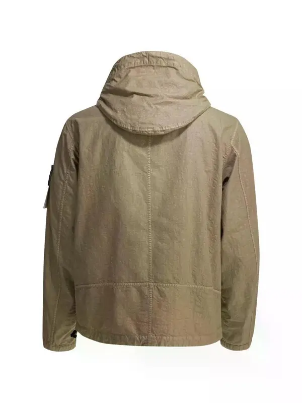 Stone Island Logo-patch Hooded Coat - Neutrals