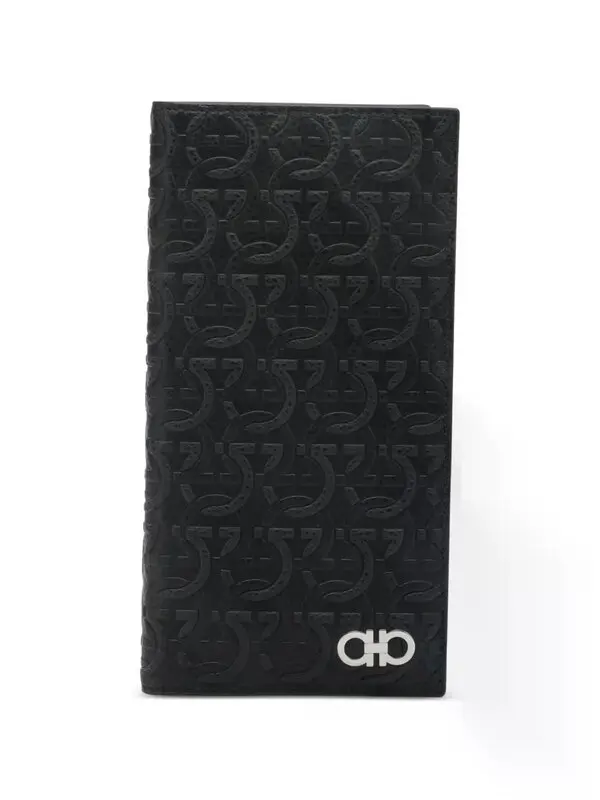 FERRAGAMO Gancini Embossed-leather Cardholder - Black