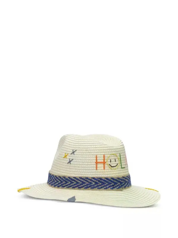 THE HAT GANG Embroidered Raffia Hat