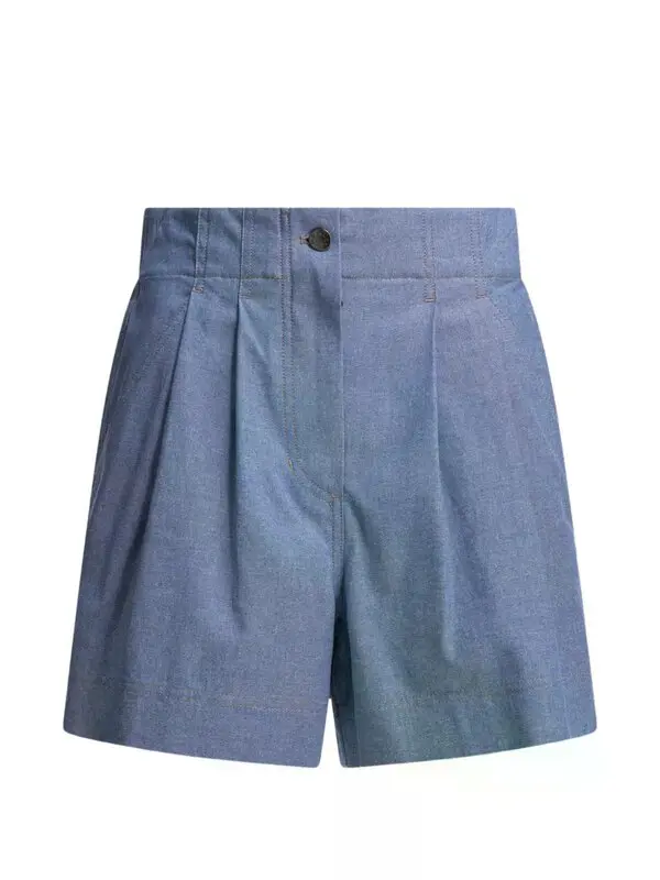Moncler Pleated High-waisted Shorts - Blue