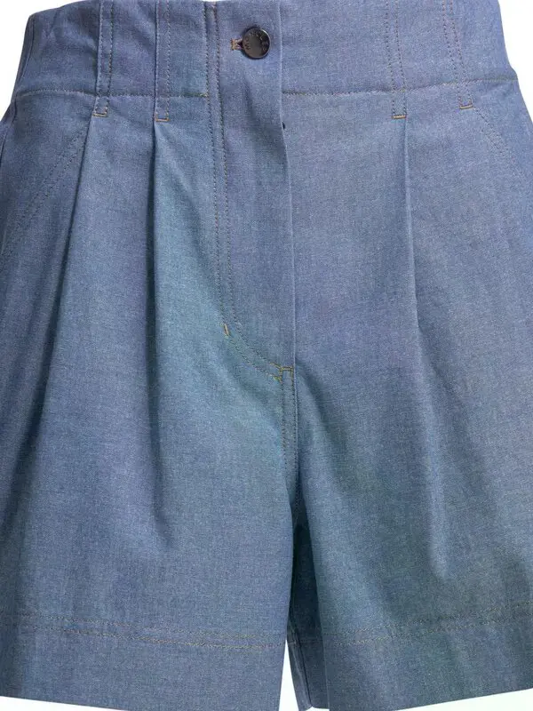 Moncler Pleated High-waisted Shorts - Blue