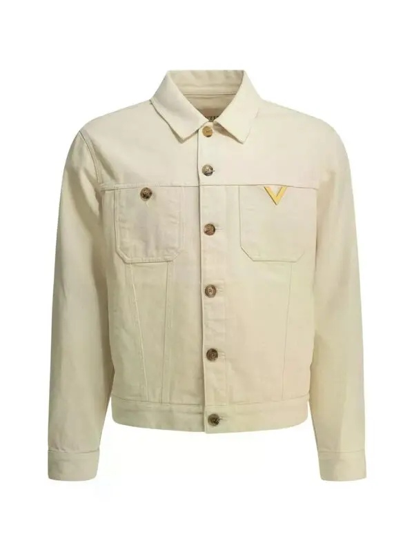 Valentino Garavani Logo-detail Denim Jacket - Neutrals