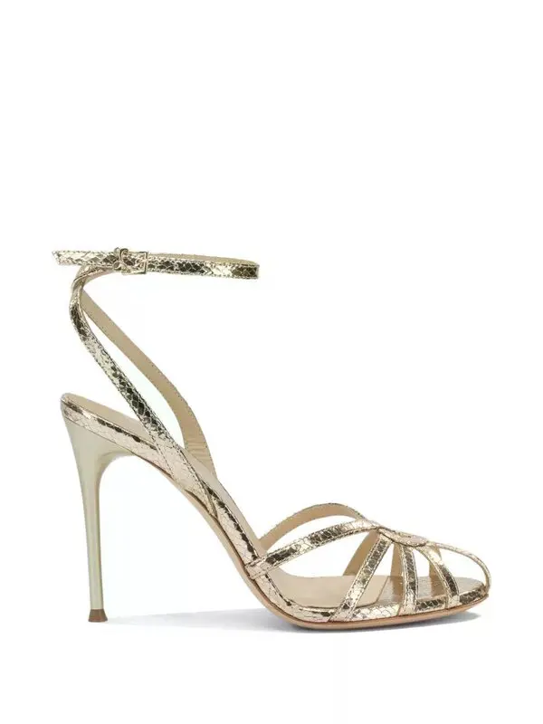 SERGIO LEVANTESI Raykav6 Snakeskin-effect Strappy Sandals - Gold