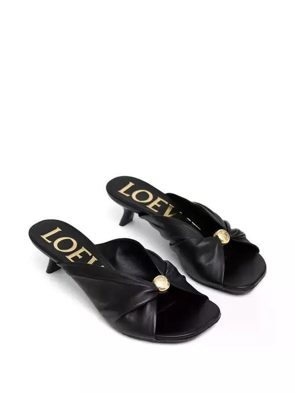 Loewe Heeled Leather Sandals - Black
