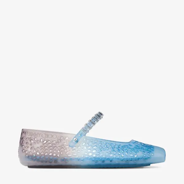 JIMMY CHOO Jelly Ballerina Flats With Crystal Embellishment - Denim/denim