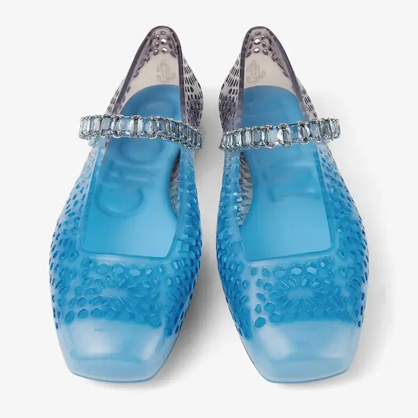 JIMMY CHOO Jelly Ballerina Flats With Crystal Embellishment - Denim/denim