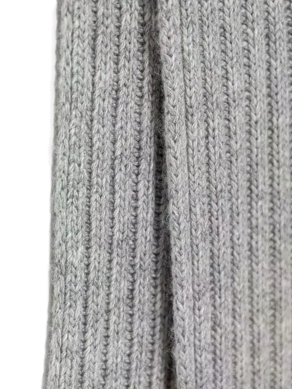 Karl Lagerfeld Ribbed-knit Logo-patch Scarf - Grey