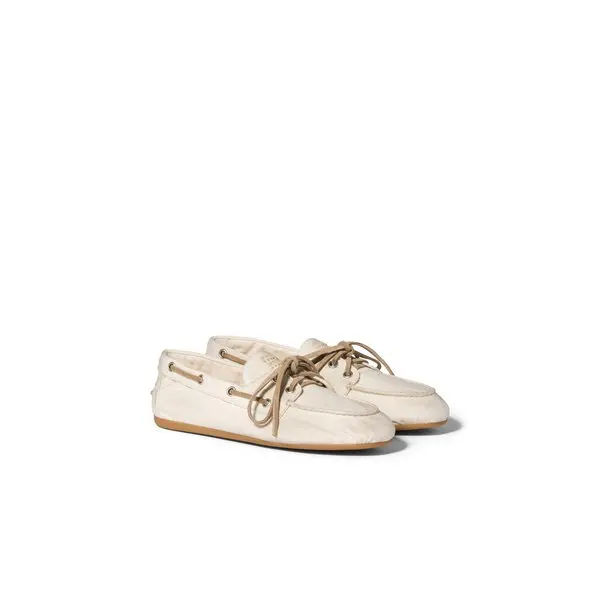 Miu Miu Canvas Deck Shoes - Ecru