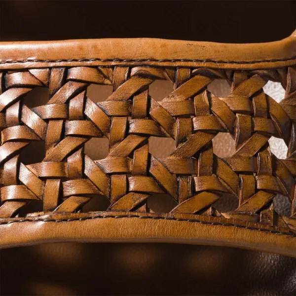 Miu Miu Woven Leather Sandals - Cognac