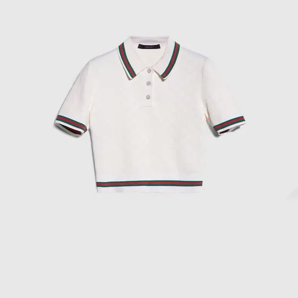Gucci Gg Extra Fine Cotton Viscose Jacquard Polo Shirt - White