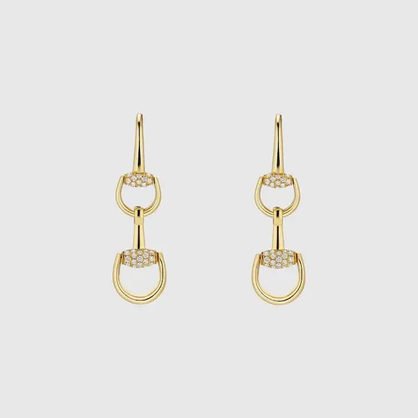 Gucci Horsebit Diamond 18k Earrings - Yellow Gold