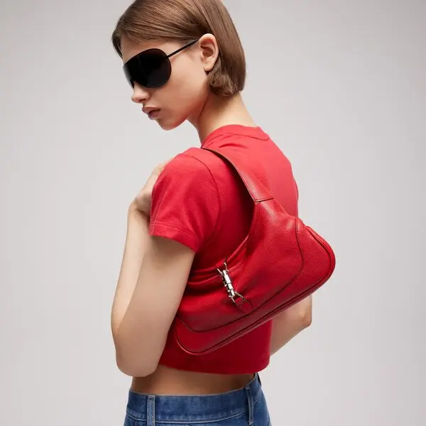 Gucci Jackie Slim Shoulder Bag In Leather - Red