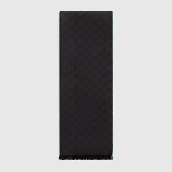 Gucci Gg Wool Silk Jacquard Stole Wool - Black