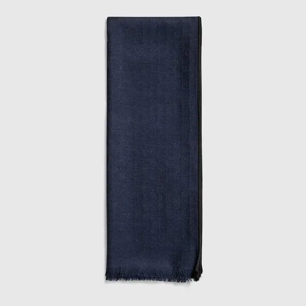 Gucci Gg Wool Silk Jacquard Stole Wool - Blue