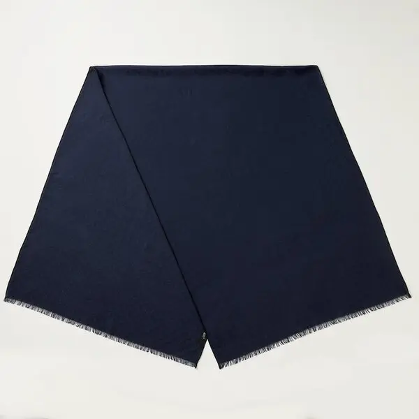 Gucci Gg Wool Silk Jacquard Stole - Blue