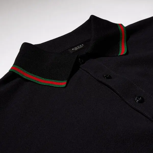 Gucci Cotton Jersey Piquet Polo Shirt - Black