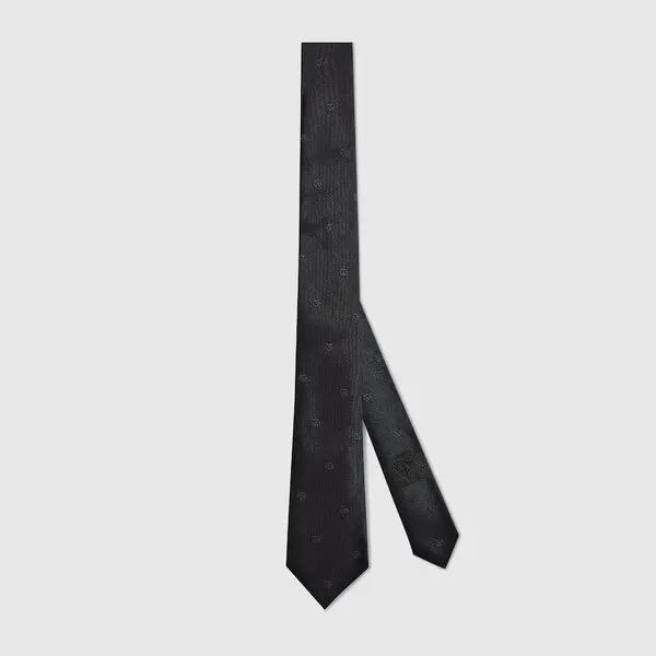 Gucci Double G Silk Jacquard Tie Silk - Black