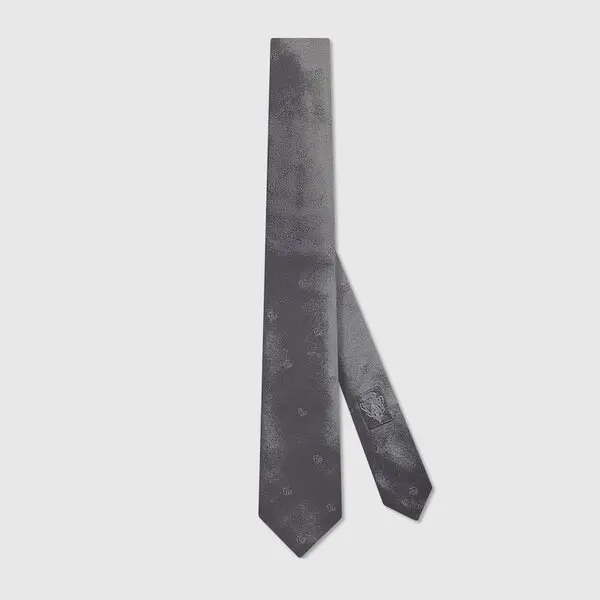 Gucci Double G Silk Jacquard Tie Silk - Grey