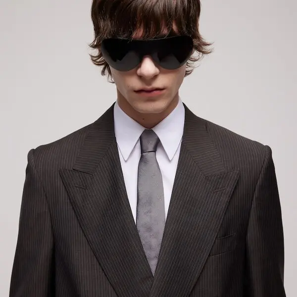 Gucci Double G Silk Jacquard Neck Tie - Grey