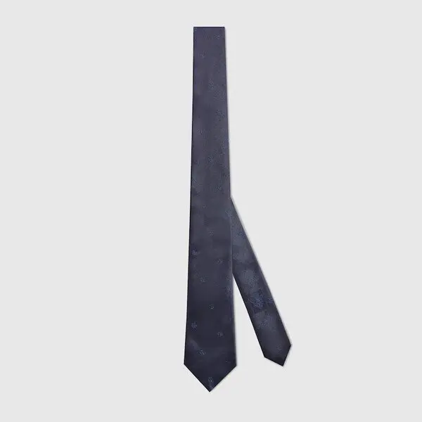 Gucci Double G Silk Jacquard Tie Silk - Blue