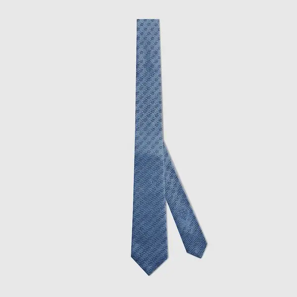 Gucci Gg Silk Jacquard Tie Silk - Blue