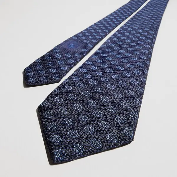 Gucci Gg Silk Jacquard Tie - Blue