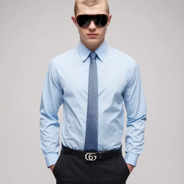 Gucci Gg Silk Jacquard Neck Tie - Blue