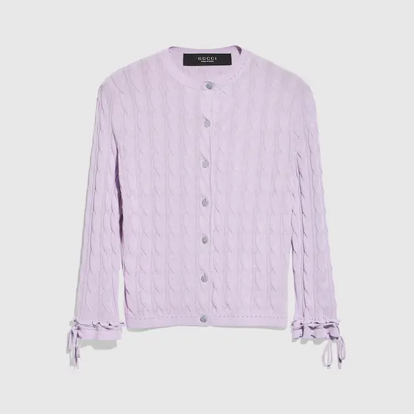 Gucci Braided Cotton Blend Cardigan - Pink