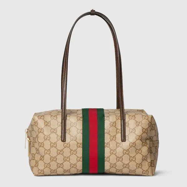 Gucci Melrose Medium Boston Bag Gg Canvas - Beige