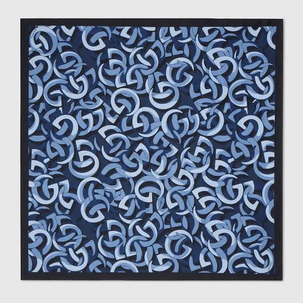 Gucci Printed Silk Pocket Square Cotton - Blue