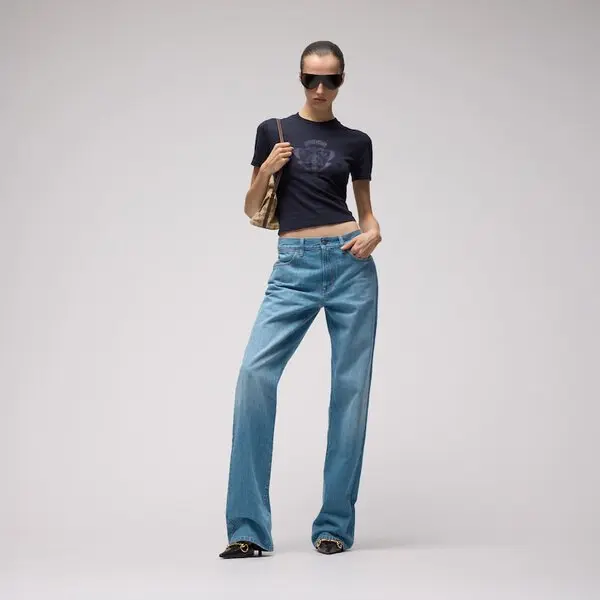 Gucci Bleached Washed Cotton Denim Pants - Blue