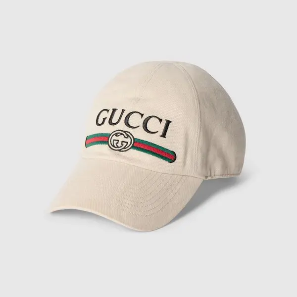 Gucci Cotton Baseball Hat With Embroidery - White
