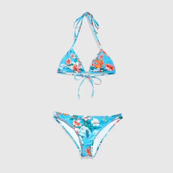 Gucci Printed Stretch Jersey Bikini - Blue