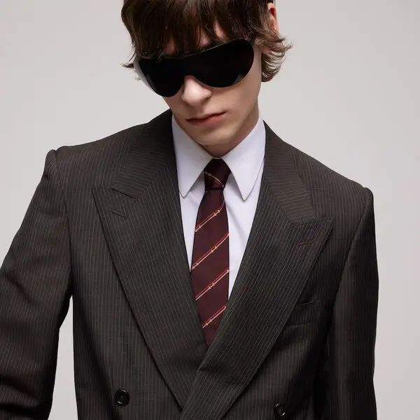 Gucci Diagonal Horsebit Silk Jacquard Tie - Red