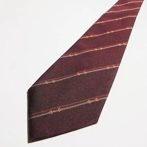 Gucci Diagonal Horsebit Silk Jacquard Tie - Red
