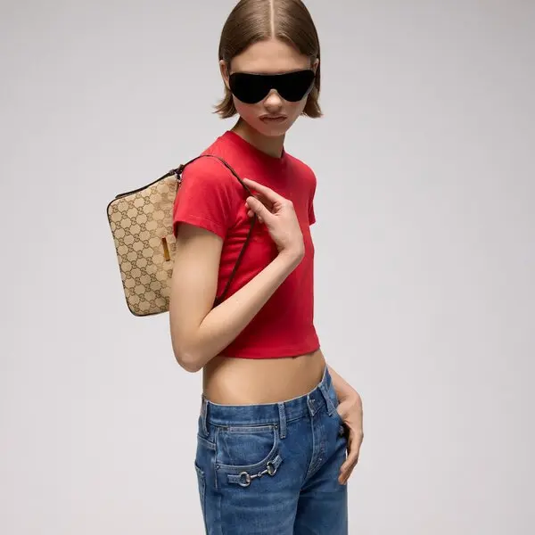 Gucci Lady Lunetta Small Shoulder Bag Gg Canvas - Beige