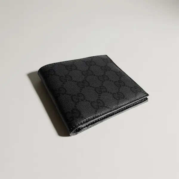 Gucci Essence Classic Bi-fold Wallet Original Gg Fabric - Black