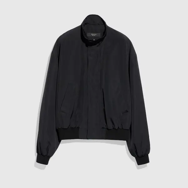 Gucci Light Cotton Acetate Faille Zip Jacket - Black