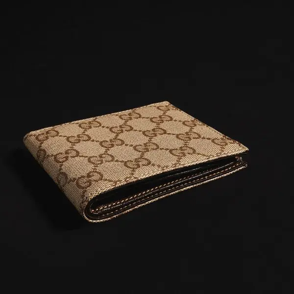 Gucci Essence Classic Bi-fold Wallet Original Gg Fabric - Beige