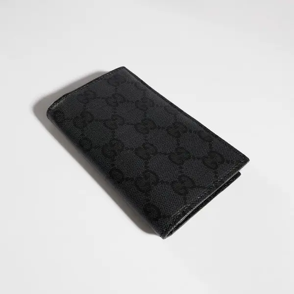 Gucci Essence Classic Card Case Original Gg Fabric - Black