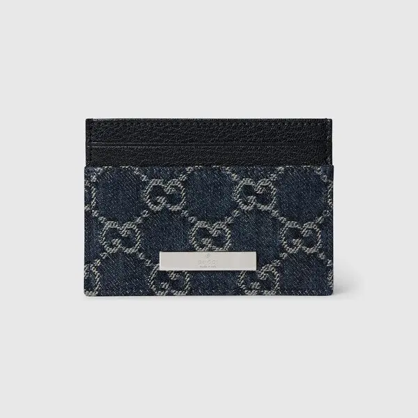 Gucci Card Case With Plaque Fabric - Blue