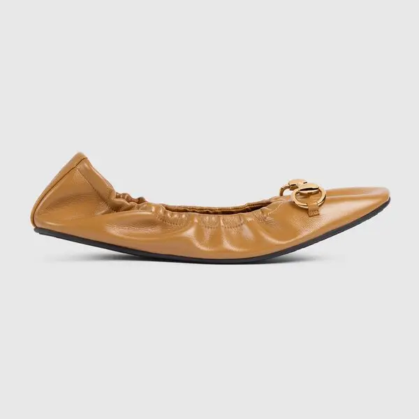 Gucci Prima Ballet Flat Leather - Brown